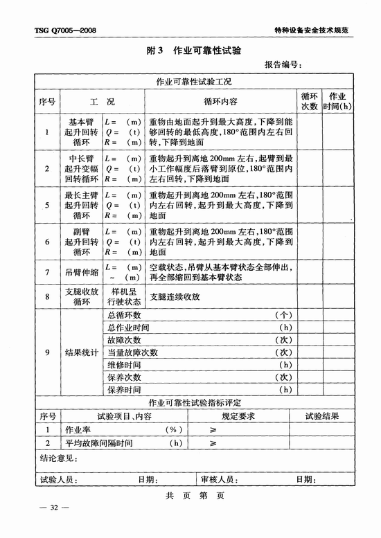 流动式起重机型式试验细则(TSG Q7005-2008)